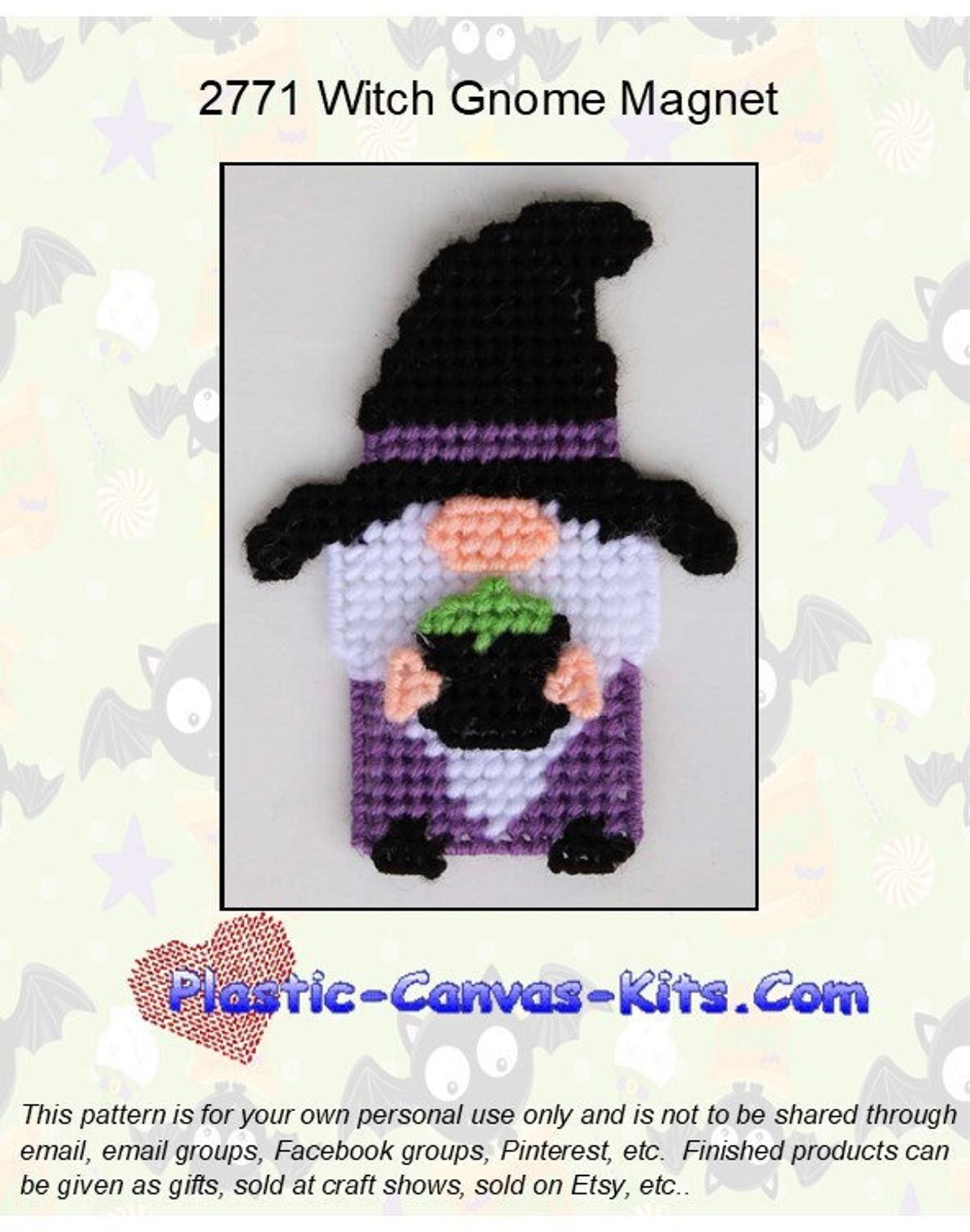 Witch Gnome Magnet-plastic Canvas Pattern-pdf Download - Etsy