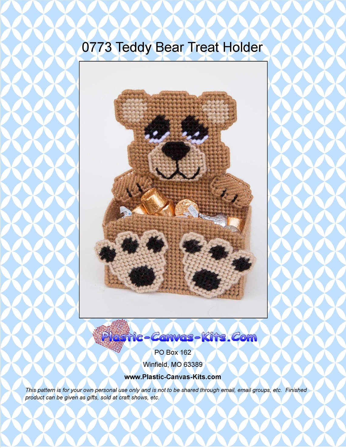 Teddy Bear Treat Holder-plastic Canvas Pattern-pdf Download - Etsy