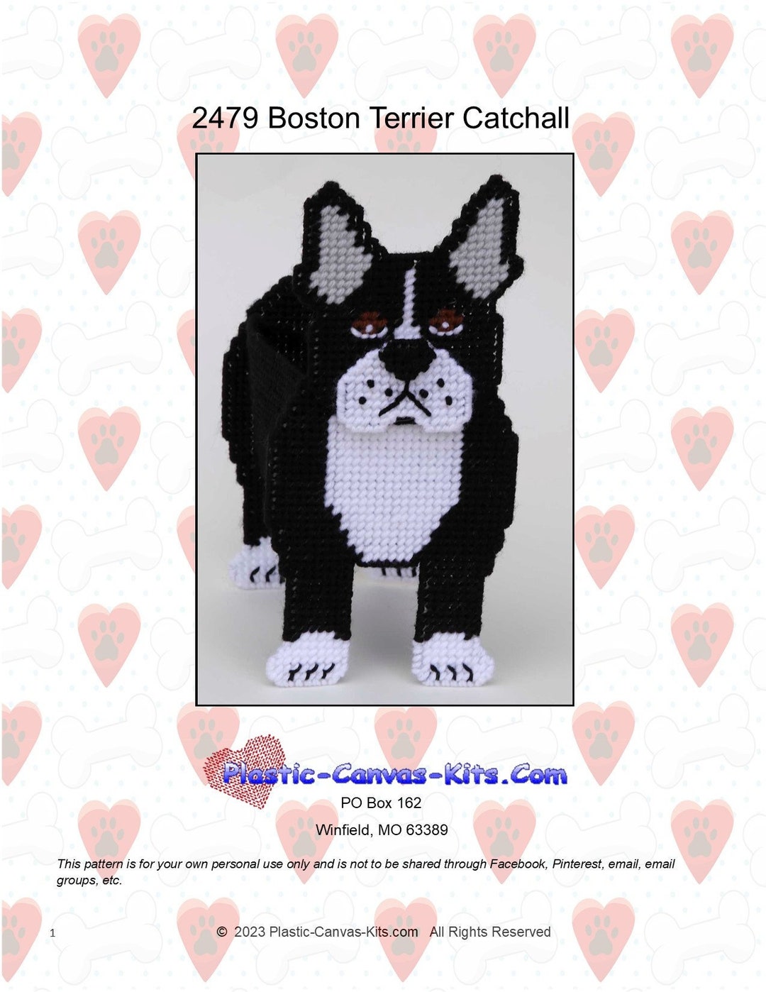Boston Terrier Catchall-plastic Canvas Pattern-pdf Download - Etsy