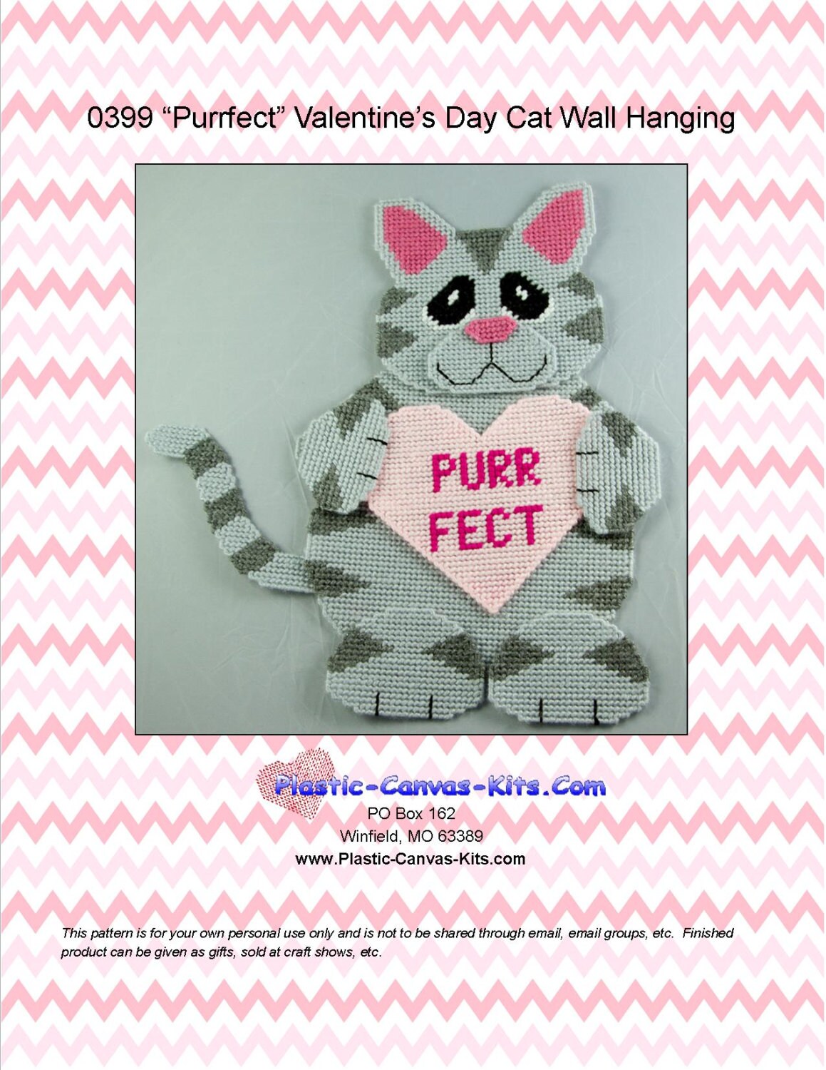 Purrfect Valentine's Day Cat Wall Hanging-plastic Canvas Pattern-pdf ...