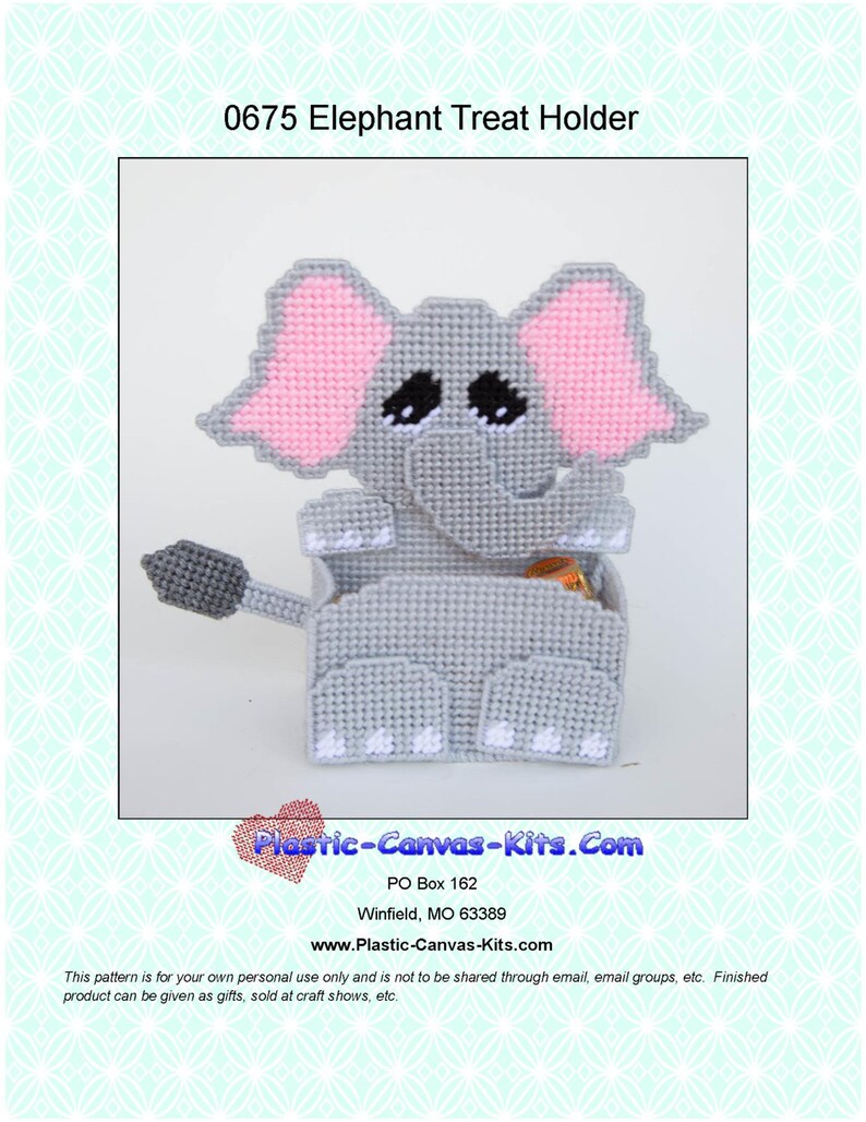 Elephant Treat Holder-plastic Canvas Pattern-pdf Download - Etsy