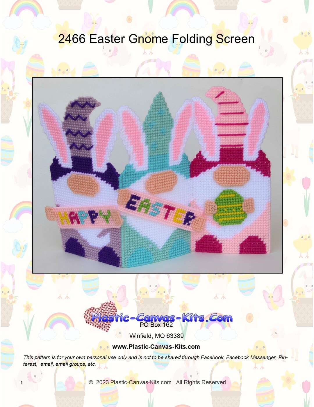 Happy Easter Gnomes Folding Screen-plastic Canvas Pattern-pdf Download ...