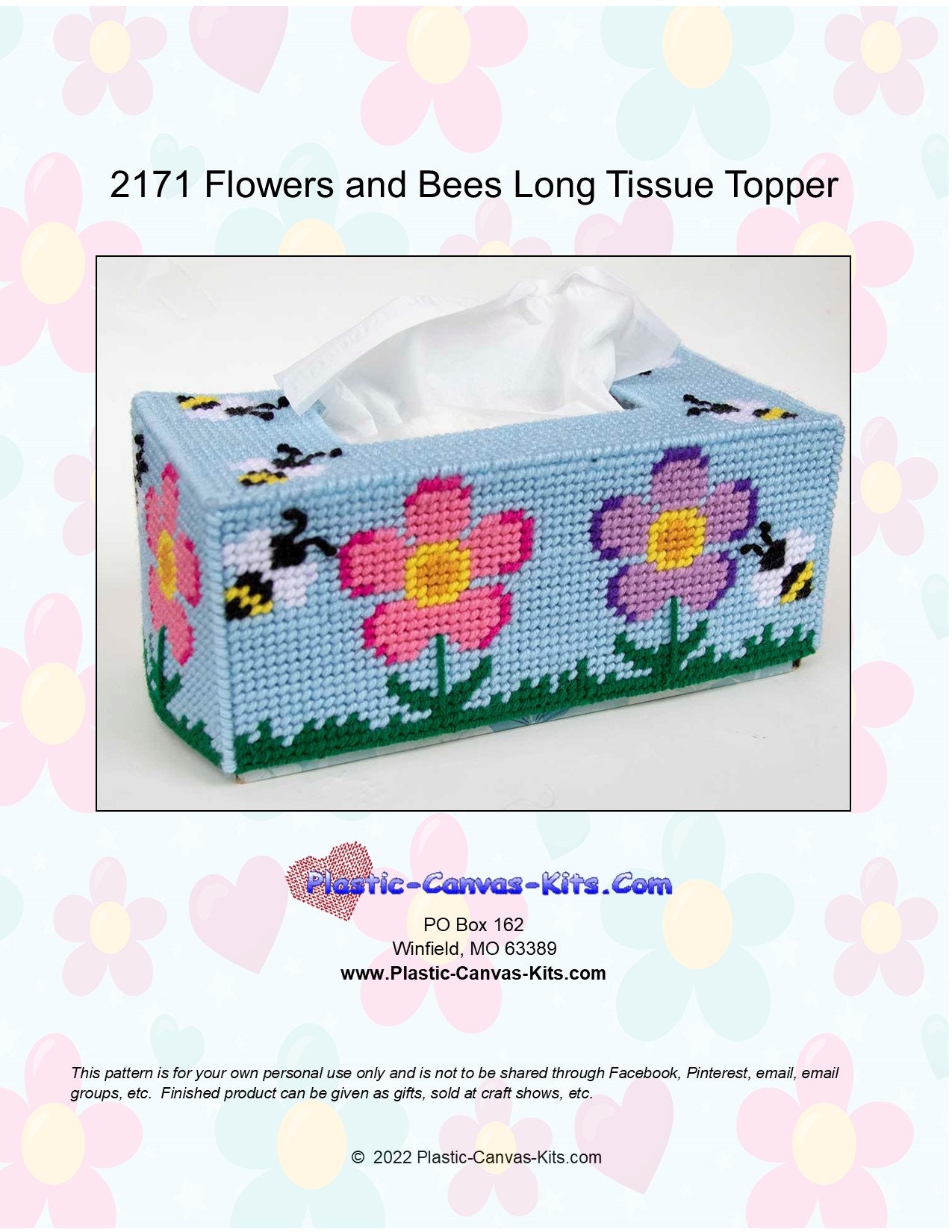 Flowers and Bees Spring Long Tissue Topper-plastic Canvas Pattern-pdf Download - Etsy