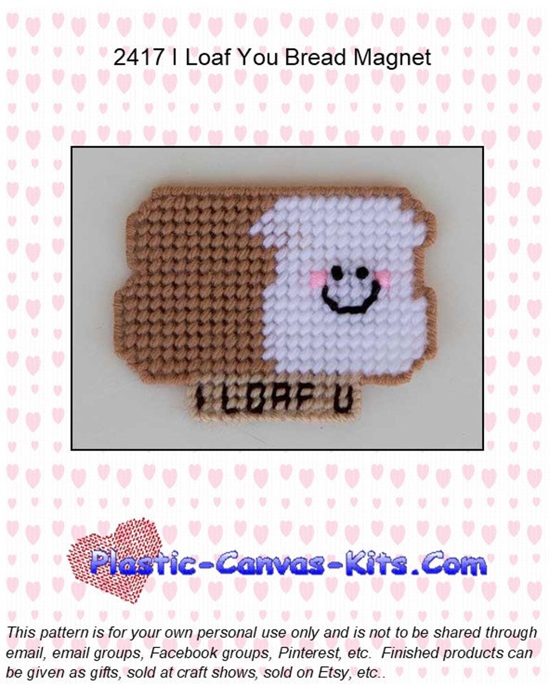 I Loaf You Bread Magnet-plastic Canvas Pattern-pdf Download - Etsy