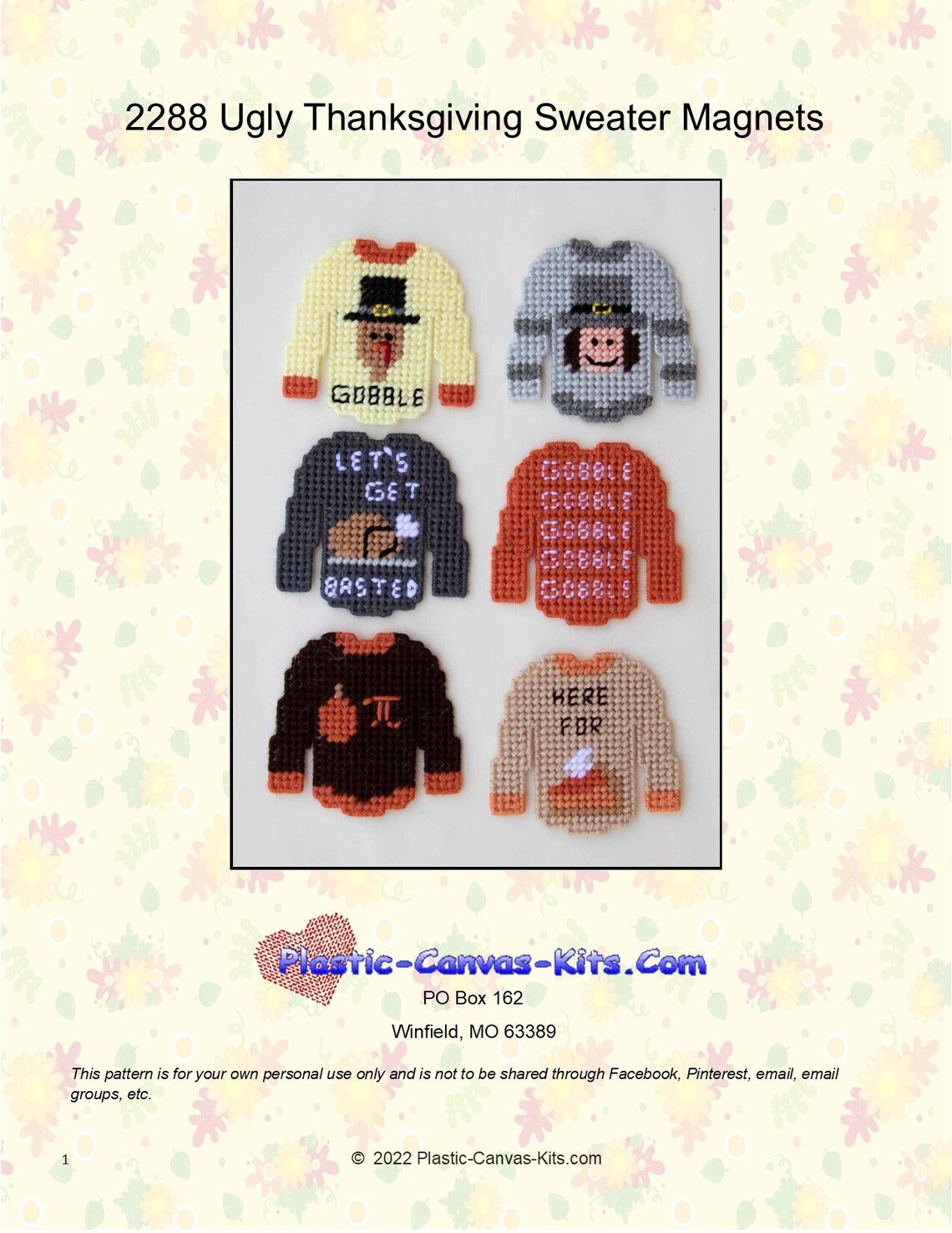 Thanksgiving Ugly Sweater Magnets-plastic Canvas Pattern-pdf - Etsy