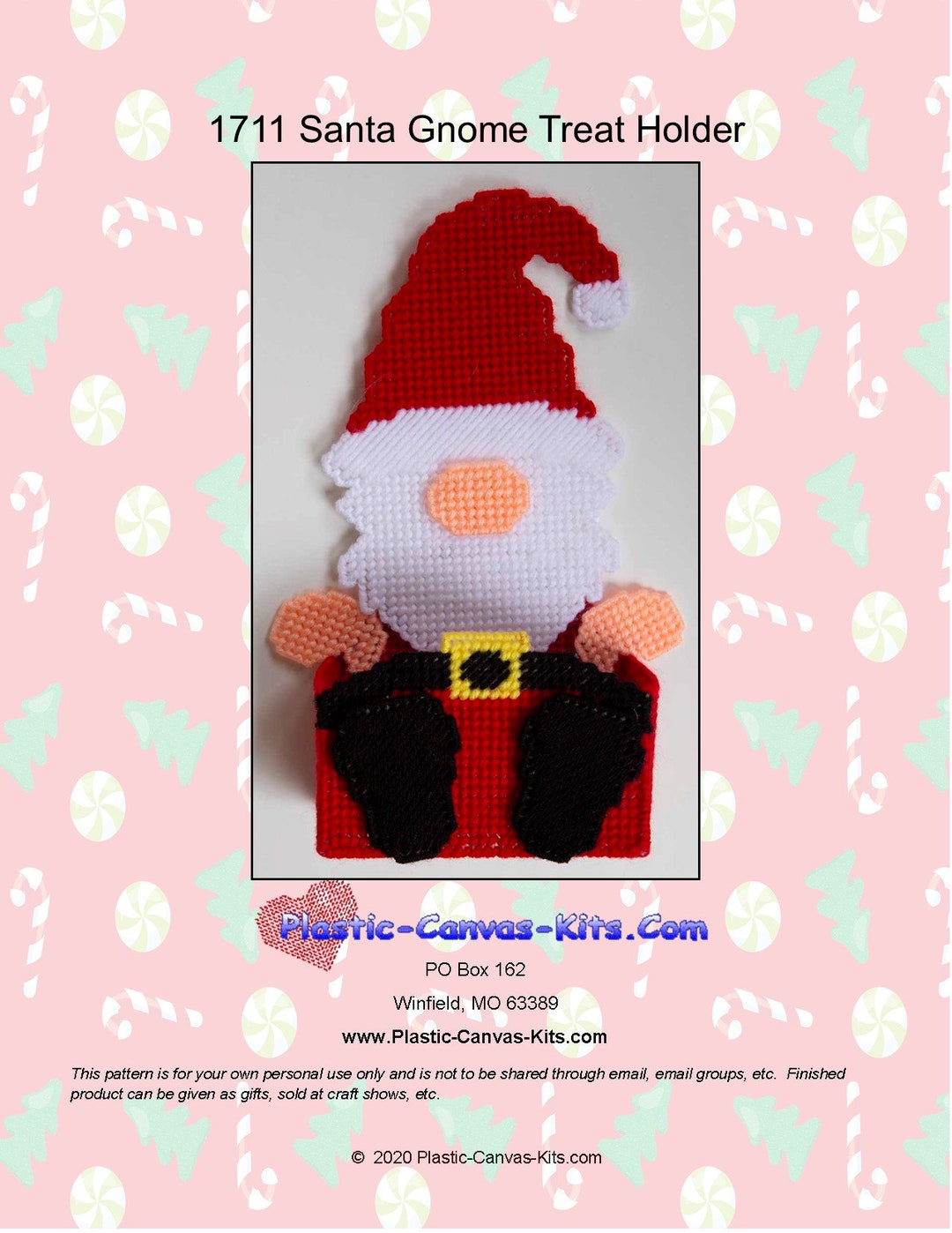Christmas Santa Gnome Treat Holder-plastic Canvas Pattern-pdf Download ...
