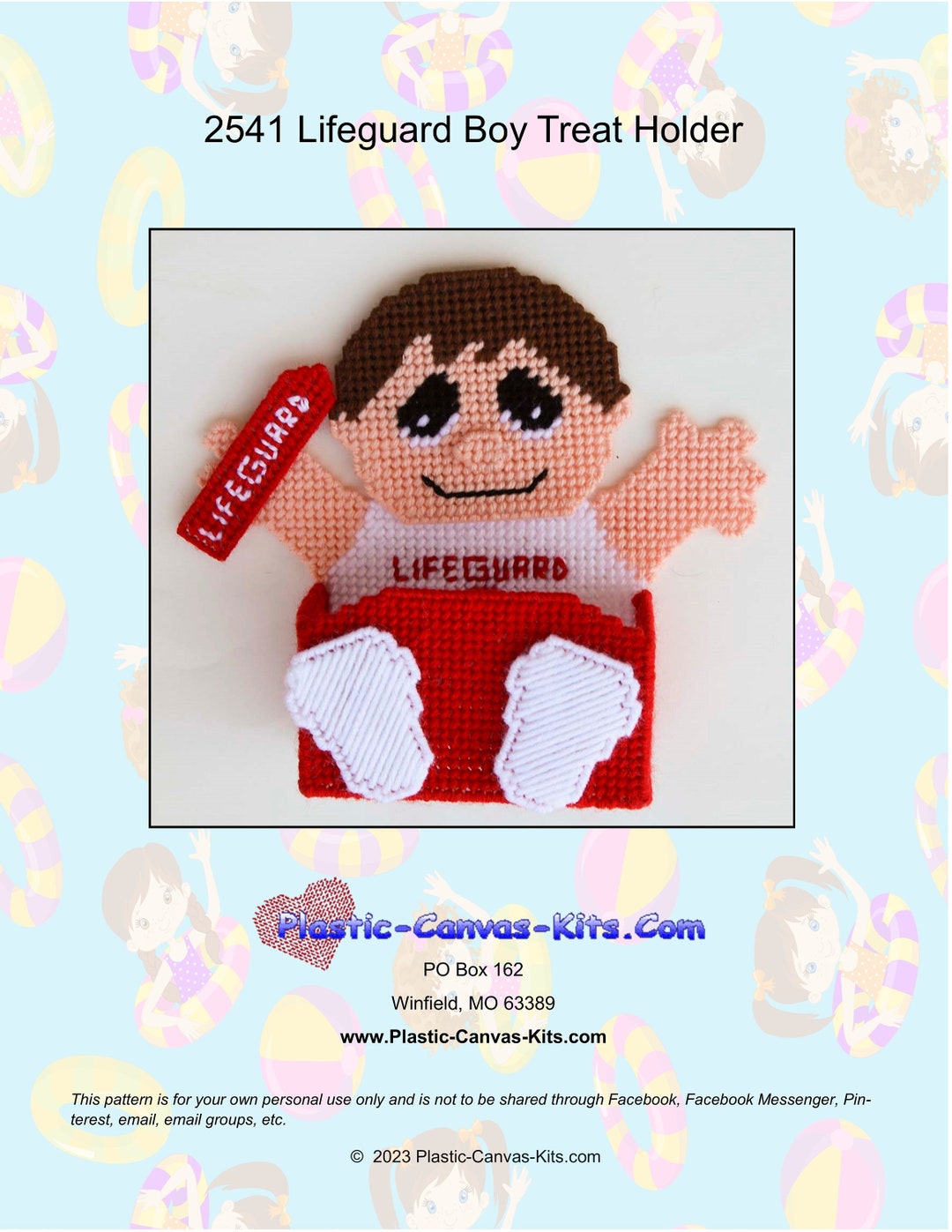 Lifeguard Boy Treat Holder-plastic Canvas Pattern-pdf Download - Etsy