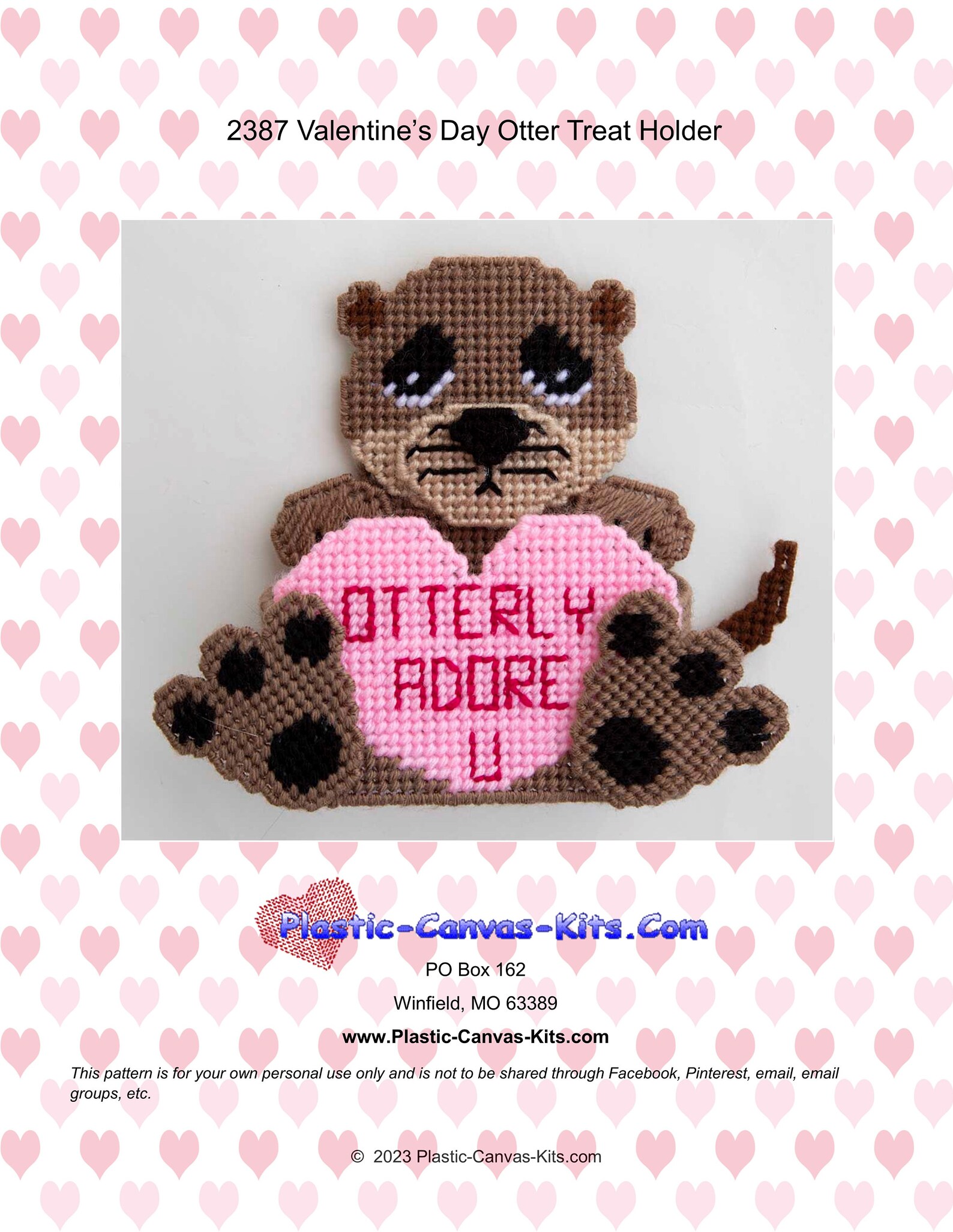 Valentine's Day Otter Treat Holder-plastic Canvas Pattern-pdf Download ...