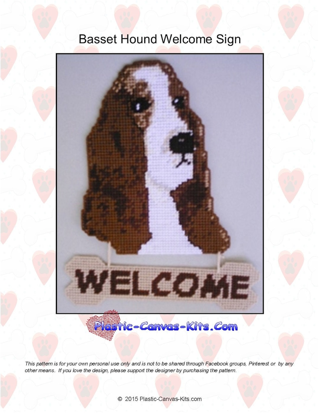 Bassett Hound Welcome Sign-plastic Canvas Pattern-pdf Download - Etsy