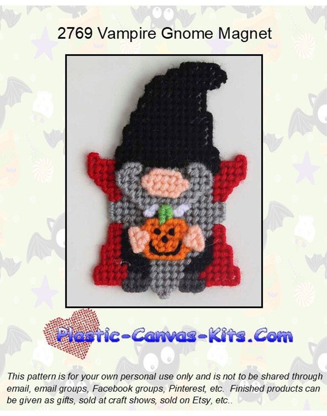 Vampire Gnome Magnet-plastic Canvas Pattern-pdf Download - Etsy