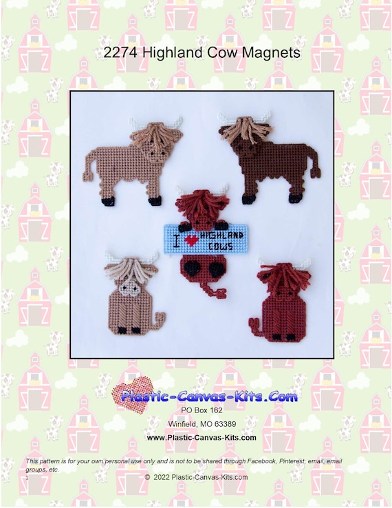 Highland Cow Magnets-plastic Canvas Pattern-pdf Download - Etsy
