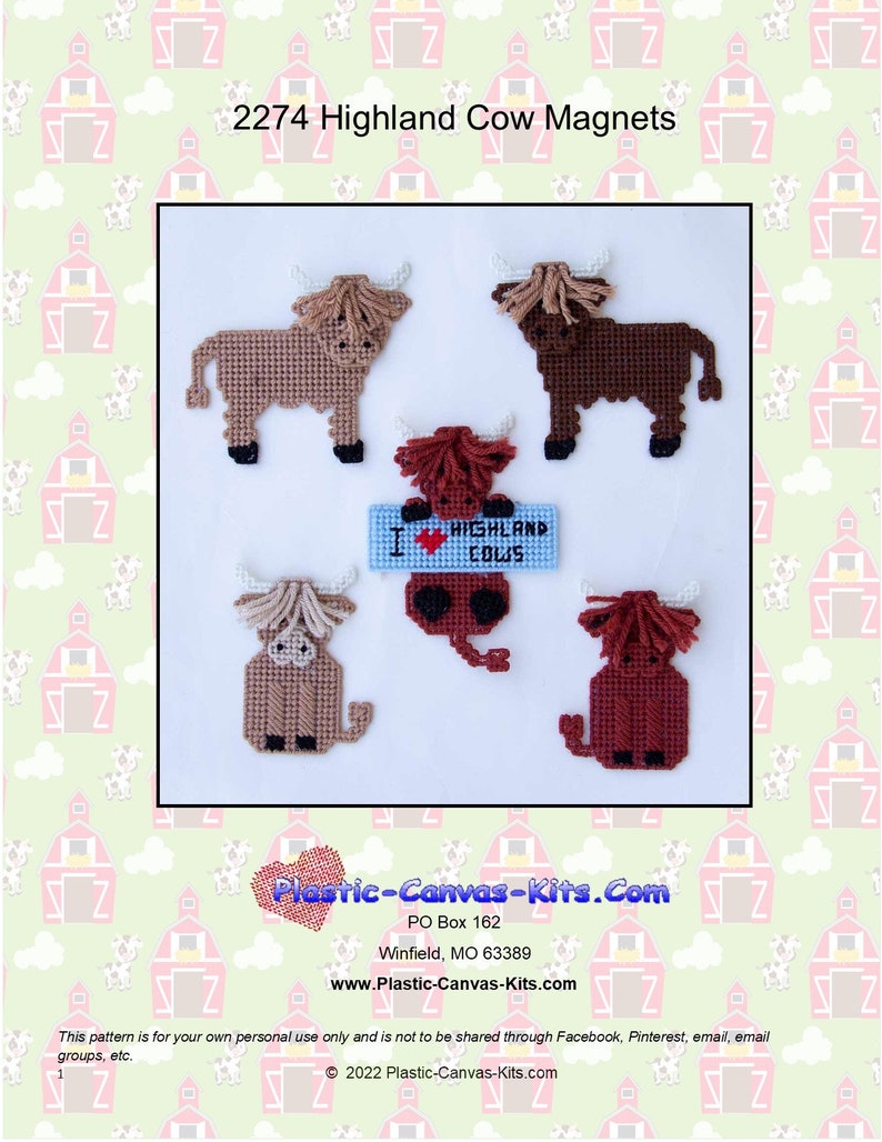 Highland Cow Magnets-plastic Canvas Pattern-pdf Download - Etsy