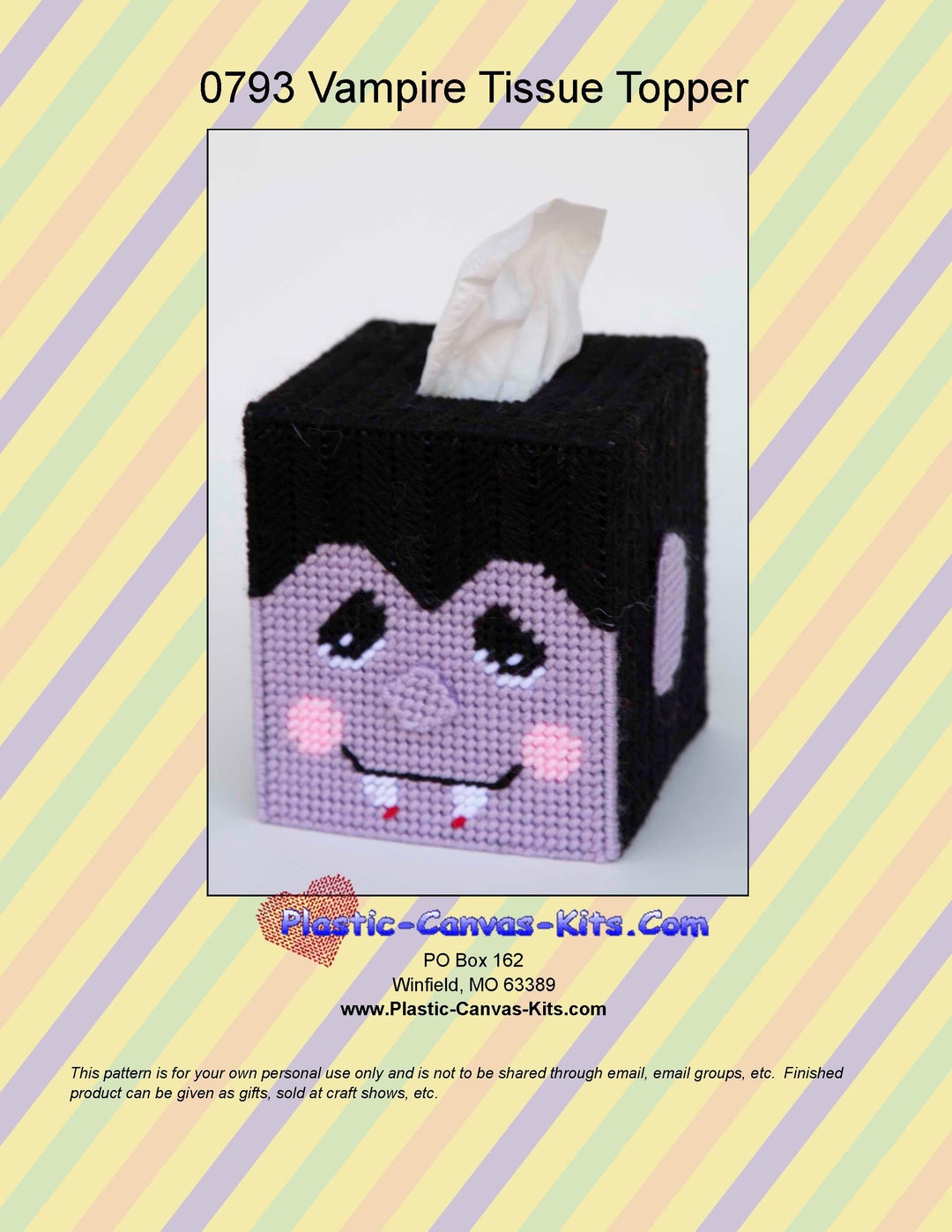 Vampire Tissue Topper-halloween-plastic Canvas Pattern-pdf Download - Etsy