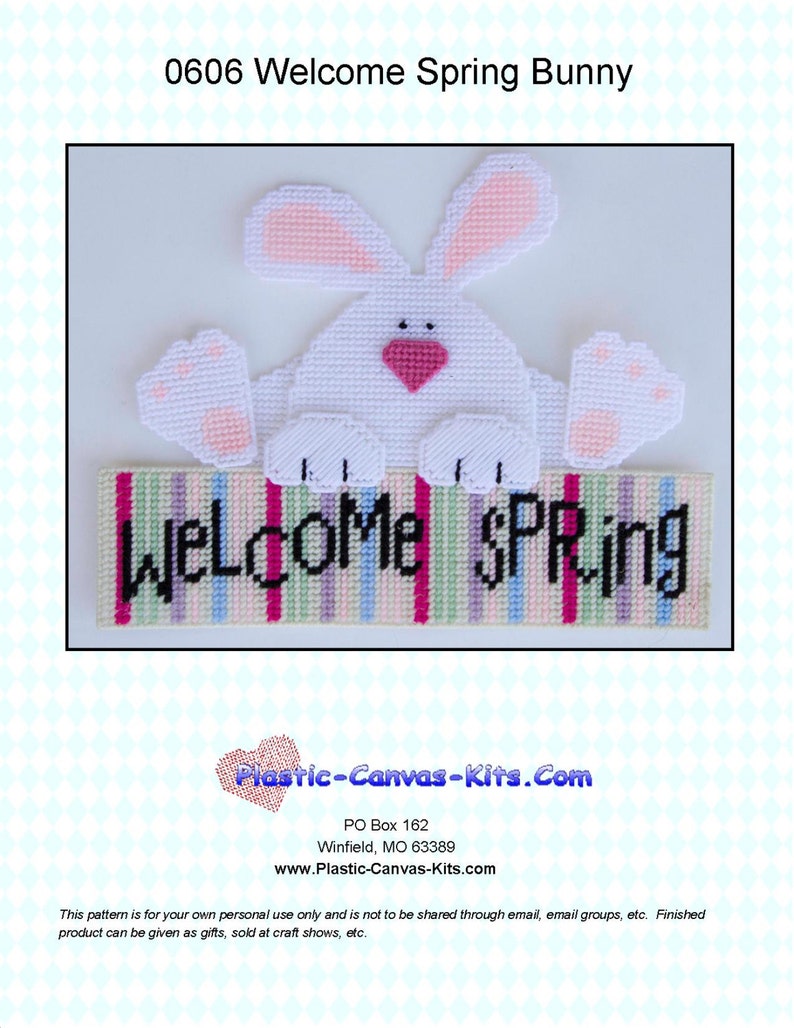 Welcome Spring Bunny-plastic Canvas Pattern-pdf Download - Etsy