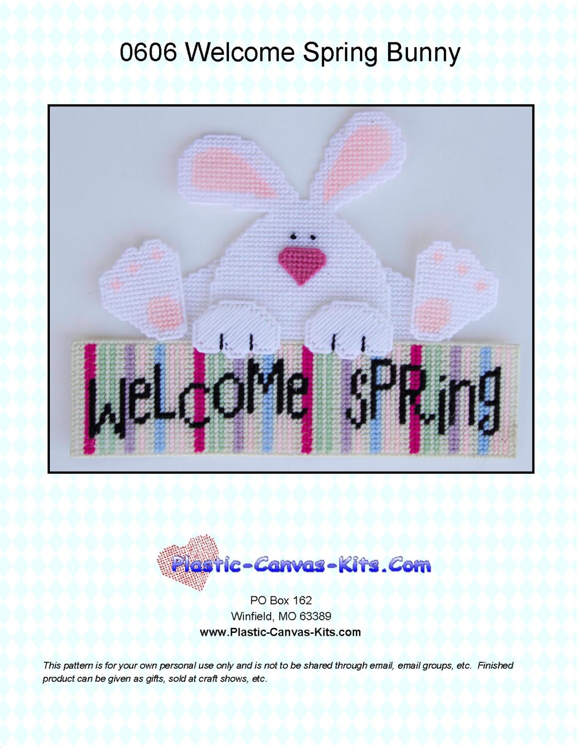 Welcome Spring Bunny-plastic Canvas Pattern-pdf Download - Etsy