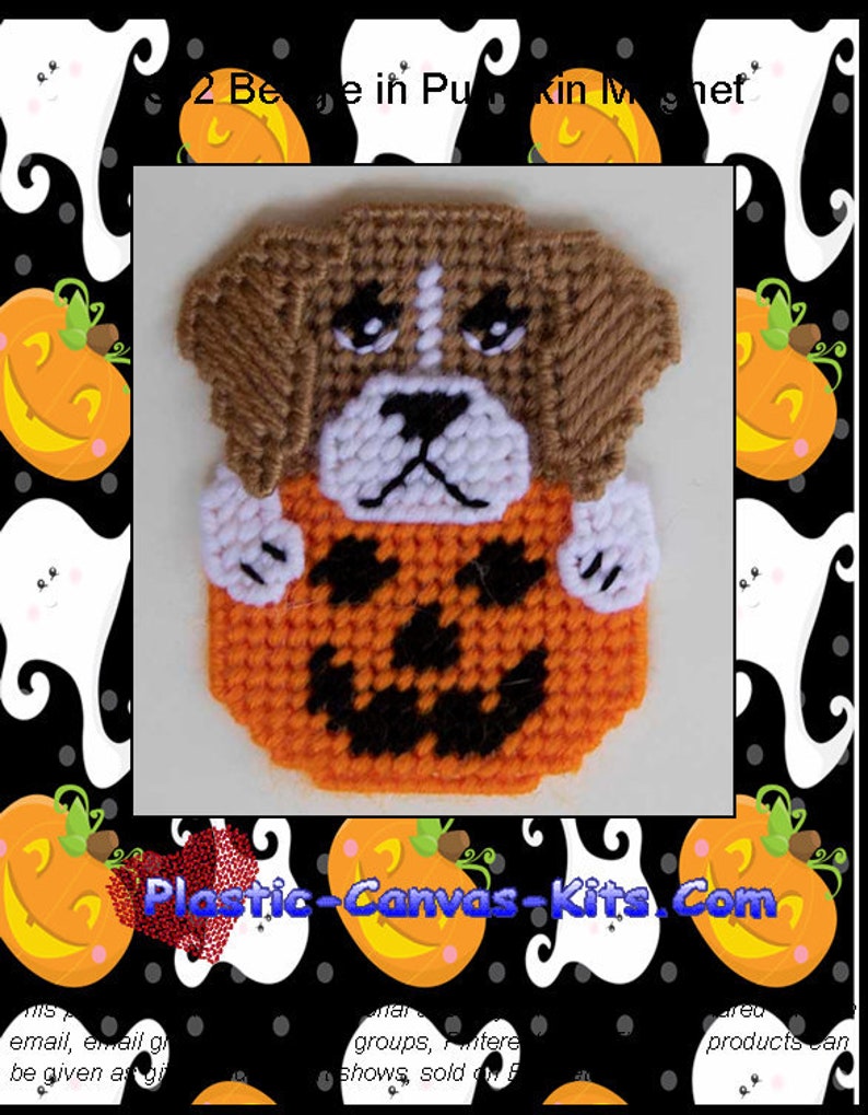 Halloween Beagle and Pumpkin Magnet-plastic Canvas Pattern-pdf Download ...