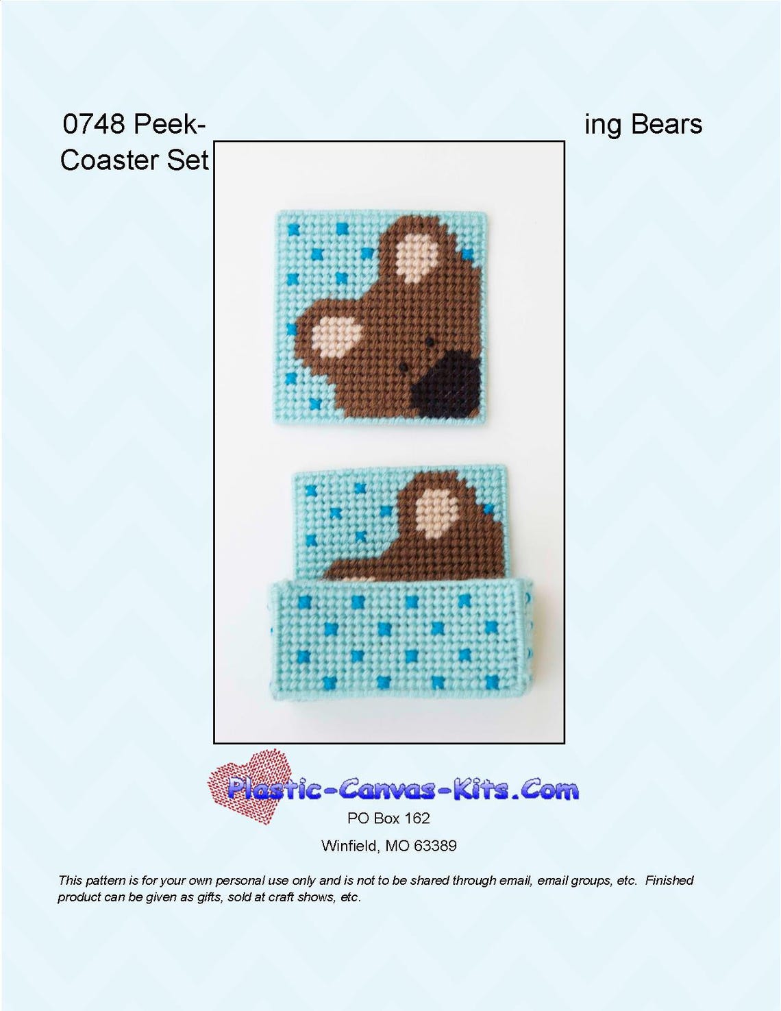 Peeking Bear Coaster Set-plastic Canvas Pattern-pdf Download - Etsy