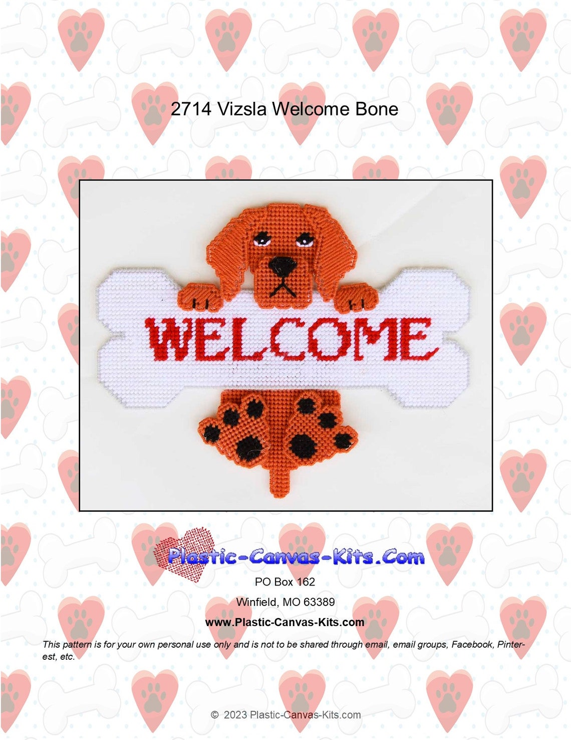 Vizsla Welcome Bone/sign-plastic Canvas Pattern-pdf Download - Etsy