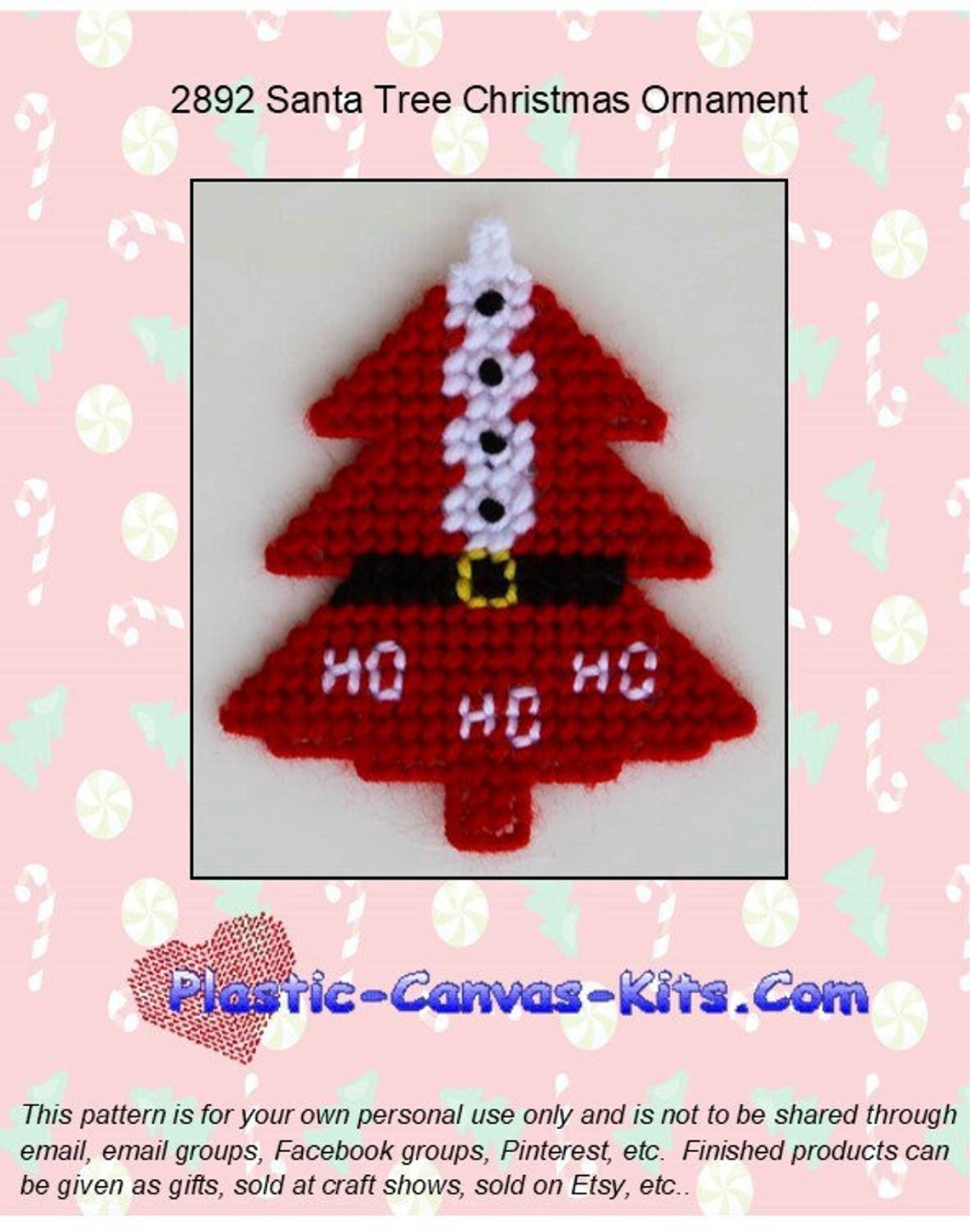 Santa Tree Christmas Ornament-plastic Canvas Pattern-pdf Download - Etsy