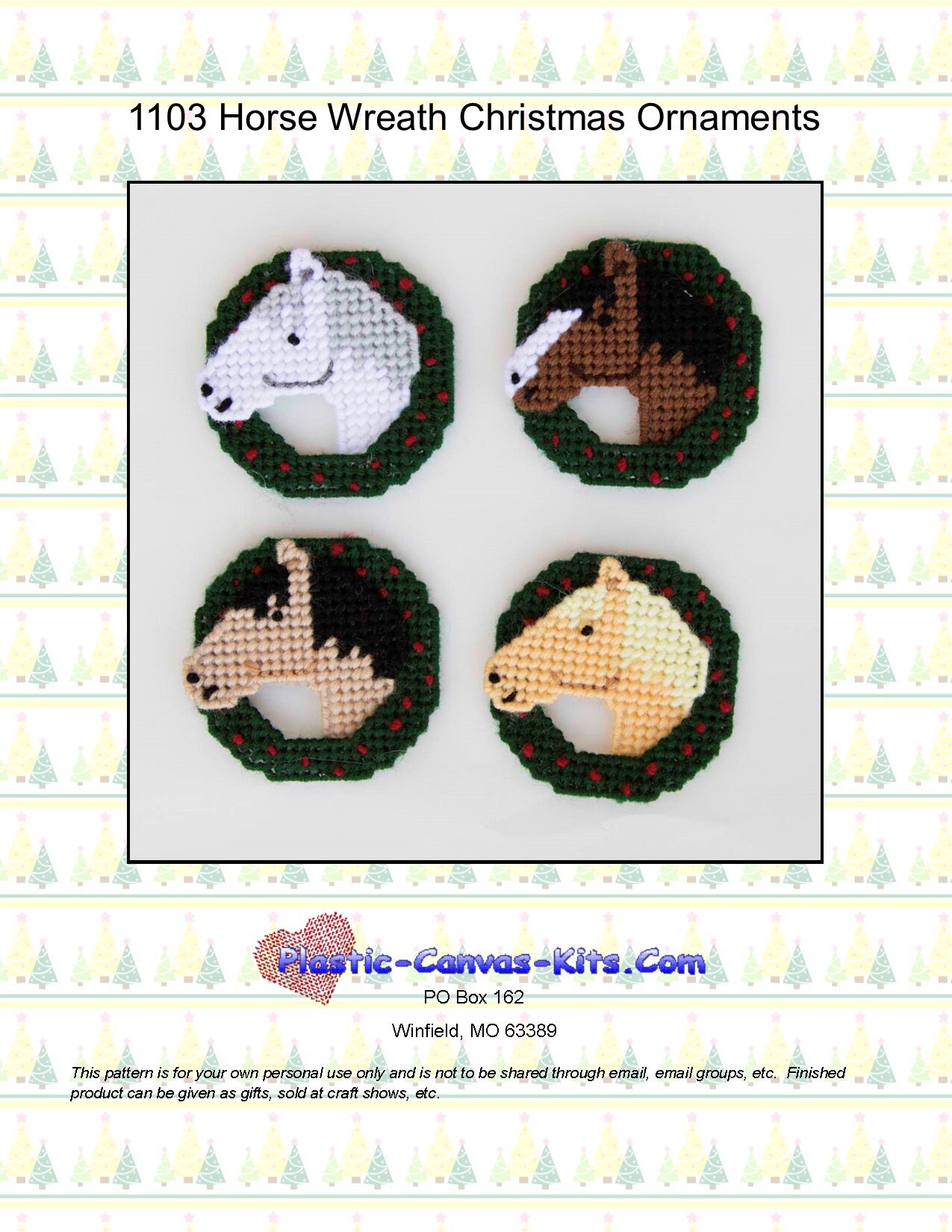 Horse Wreath Christmas Ornaments-plastic Canvas Pattern-pdf Download - Etsy