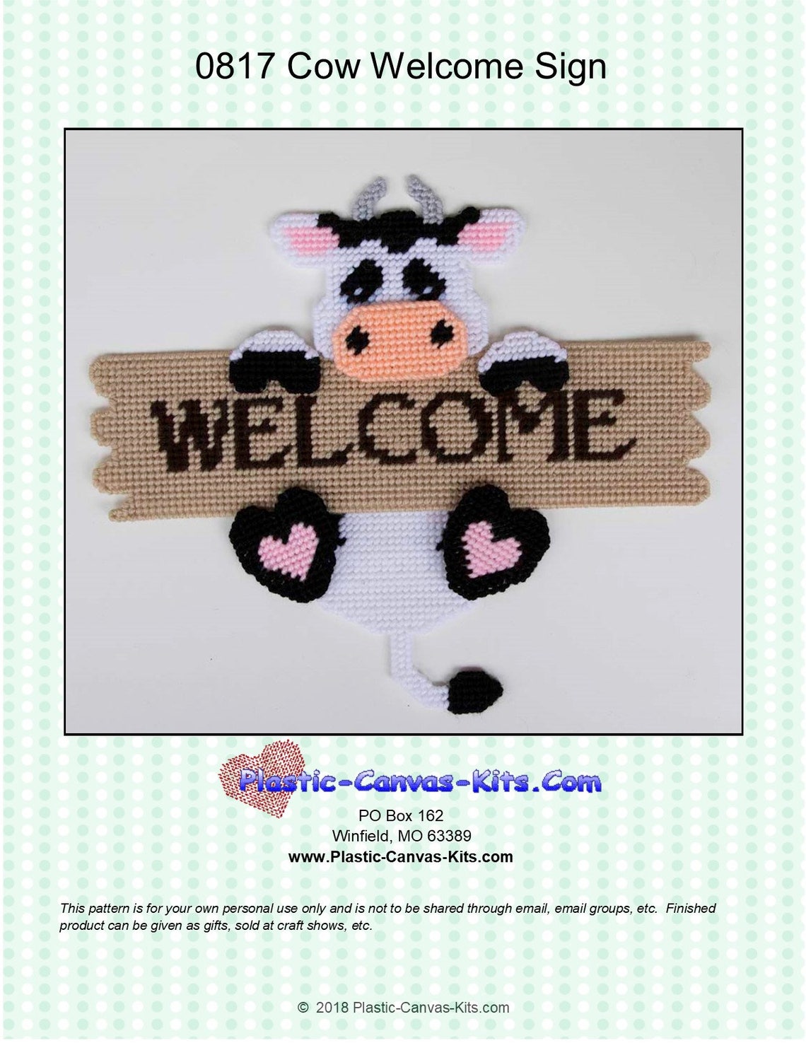 Cow Welcome Sign-plastic Canvas Pattern-pdf Download - Etsy