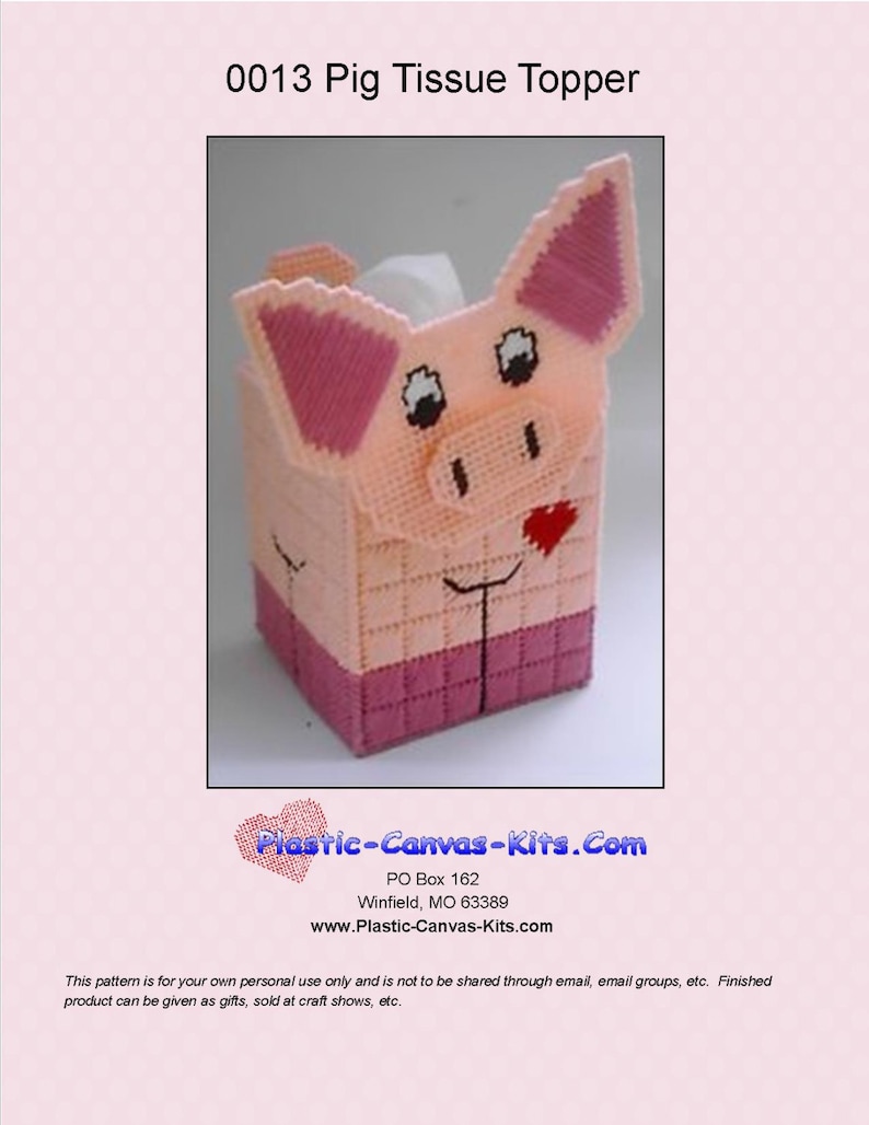 Pig Tissue Topper-plastic Canvas Pattern-pdf Download - Etsy