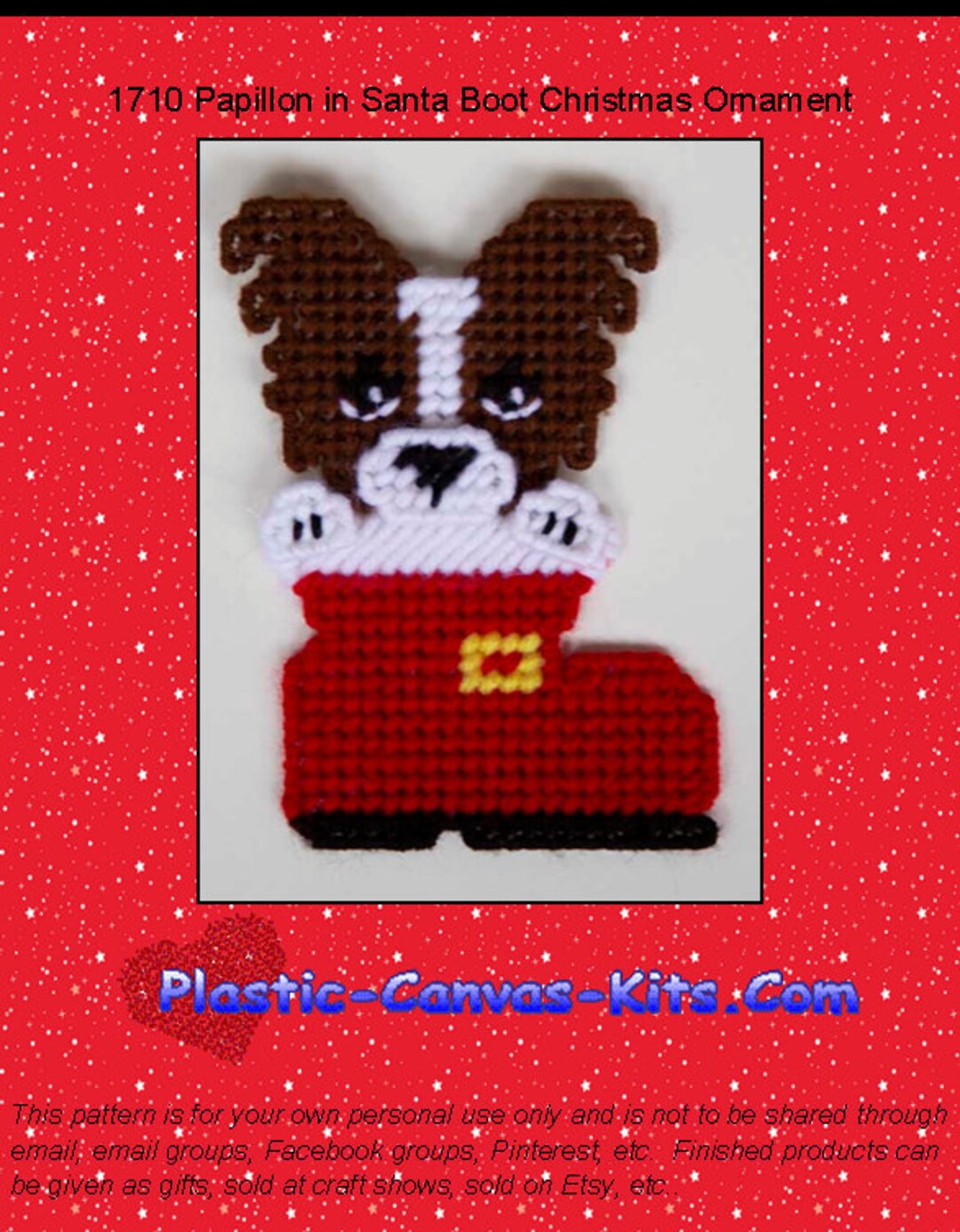 Papillon in Santa Boot Christmas Ornament-plastic Canvas - Etsy