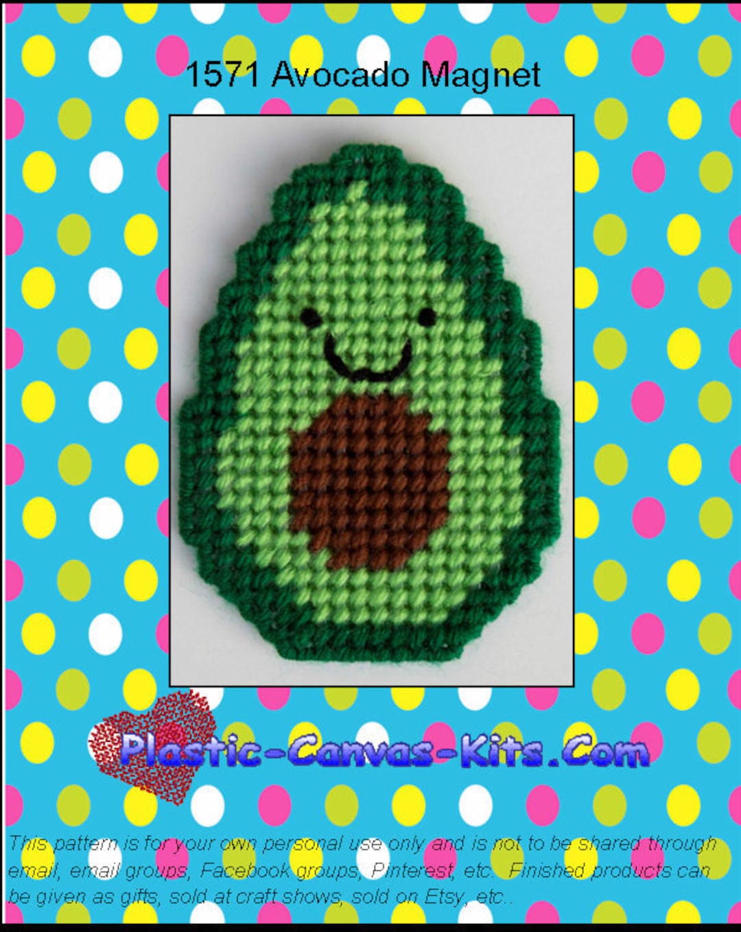 Avocado Magnet-plastic Canvas Pattern-pdf Download - Etsy