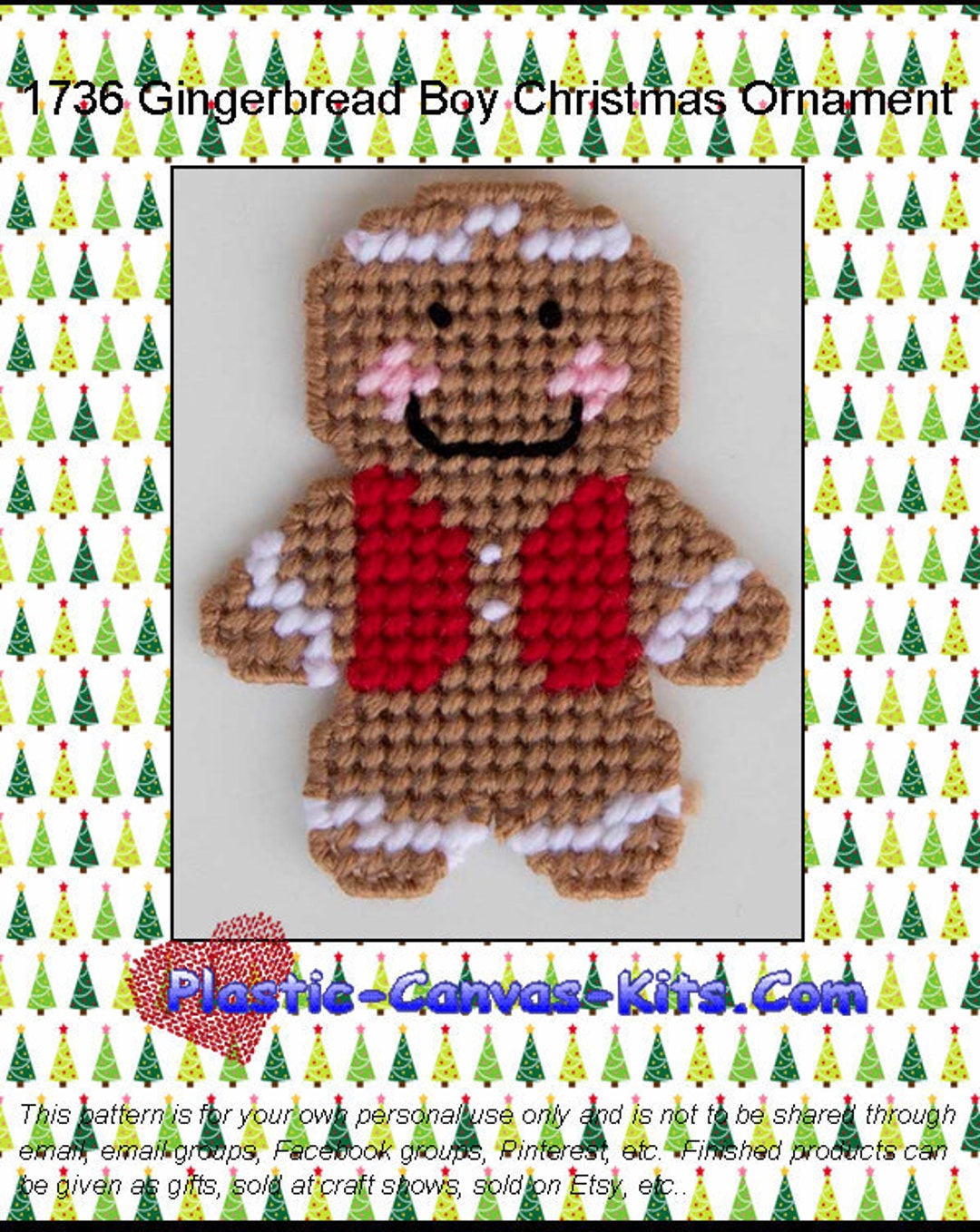 Gingerbread Boy Christmas Ornament-plastic Canvas Pattern-pdf Download ...