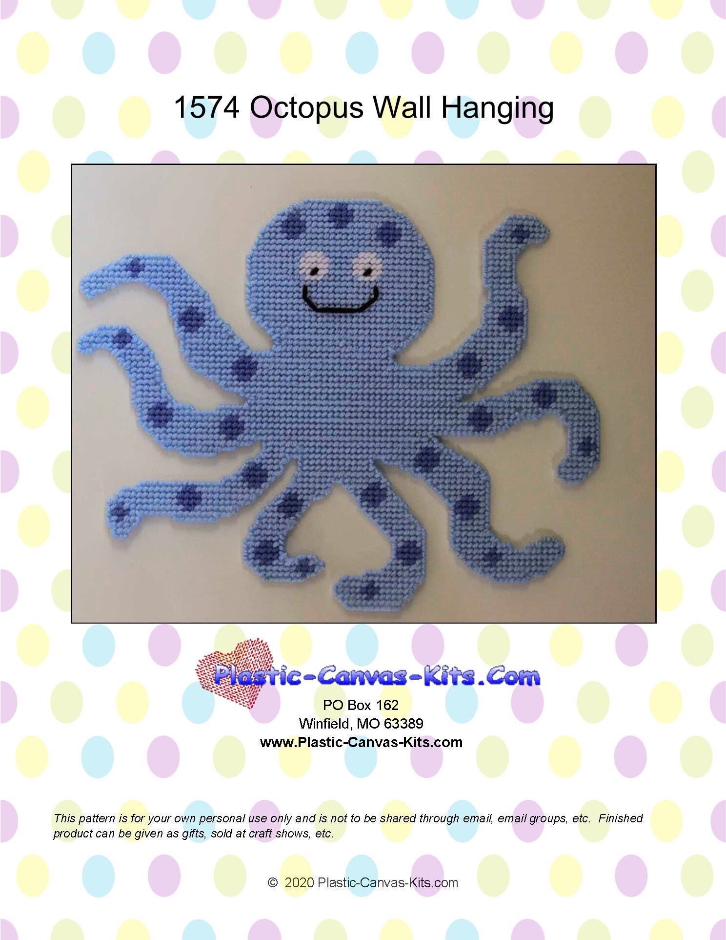 Octopus Wall Hanging-plastic Canvas Pattern-pdf Download - Etsy