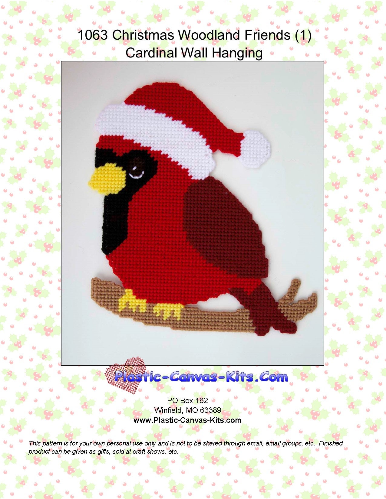Santa Cardinal Wall Hanging-christmas-plastic Canvas Pattern-pdf ...