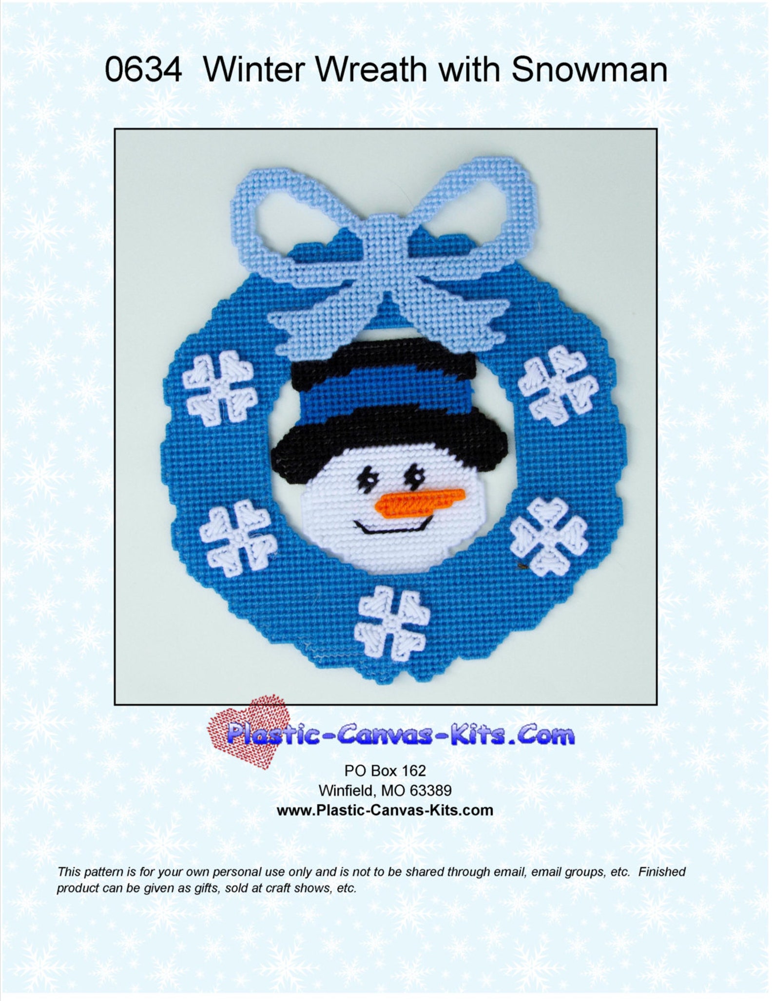 Winter Wreath With Snowman-plastic Canvas Pattern-pdf Download - Etsy