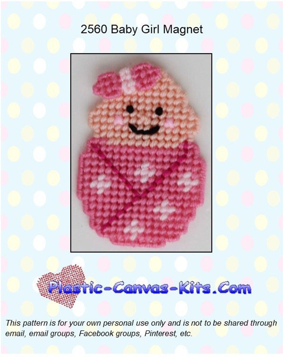 Baby Girl Magnet-plastic Canvas Pattern-pdf Download - Etsy