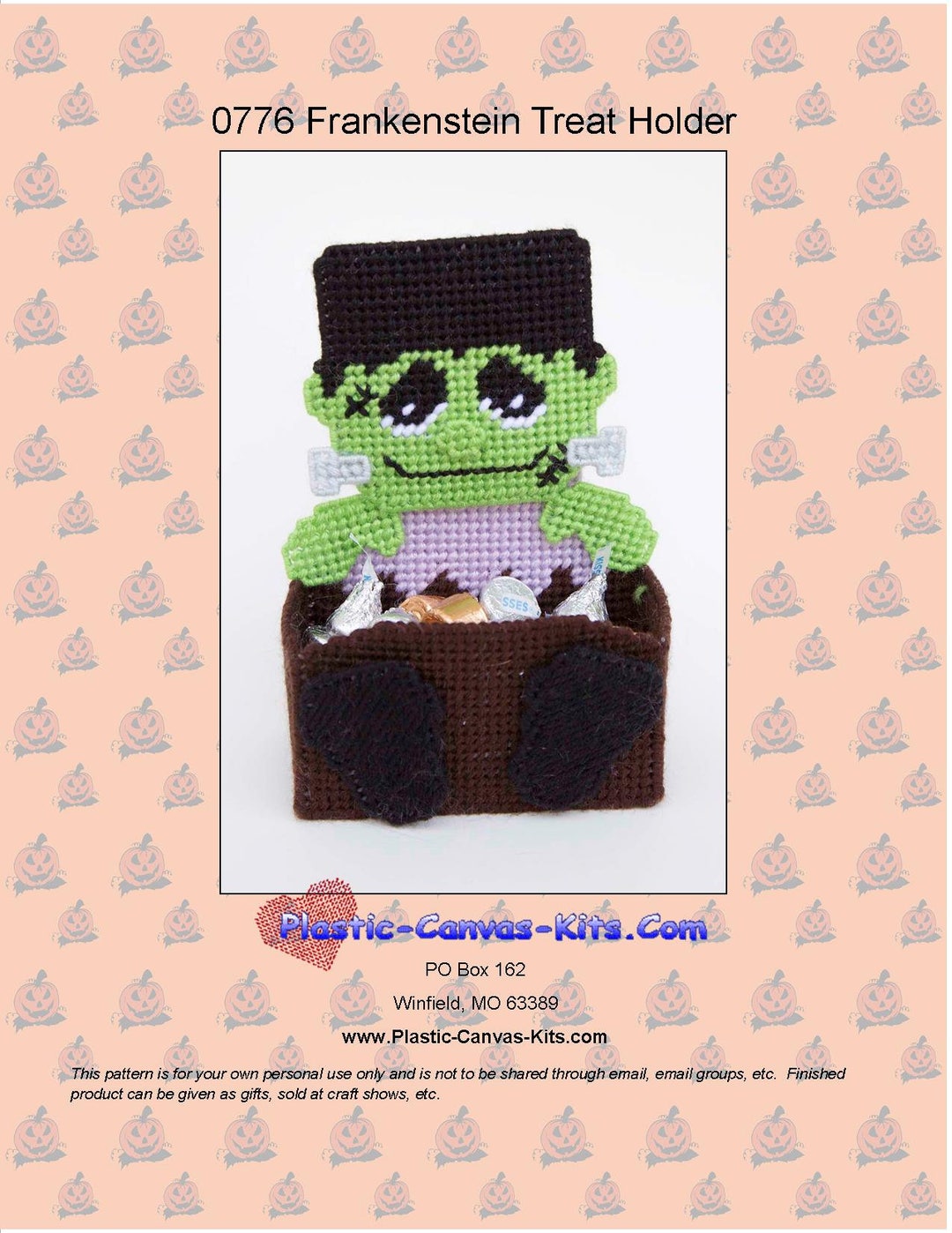 Frankenstein Monster Treat Holder-halloween-plastic Canvas Pattern-pdf ...