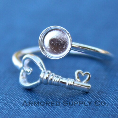 Silver Cross Adjustable Bezel Cup Ring Blank Round Cabochon - Etsy
