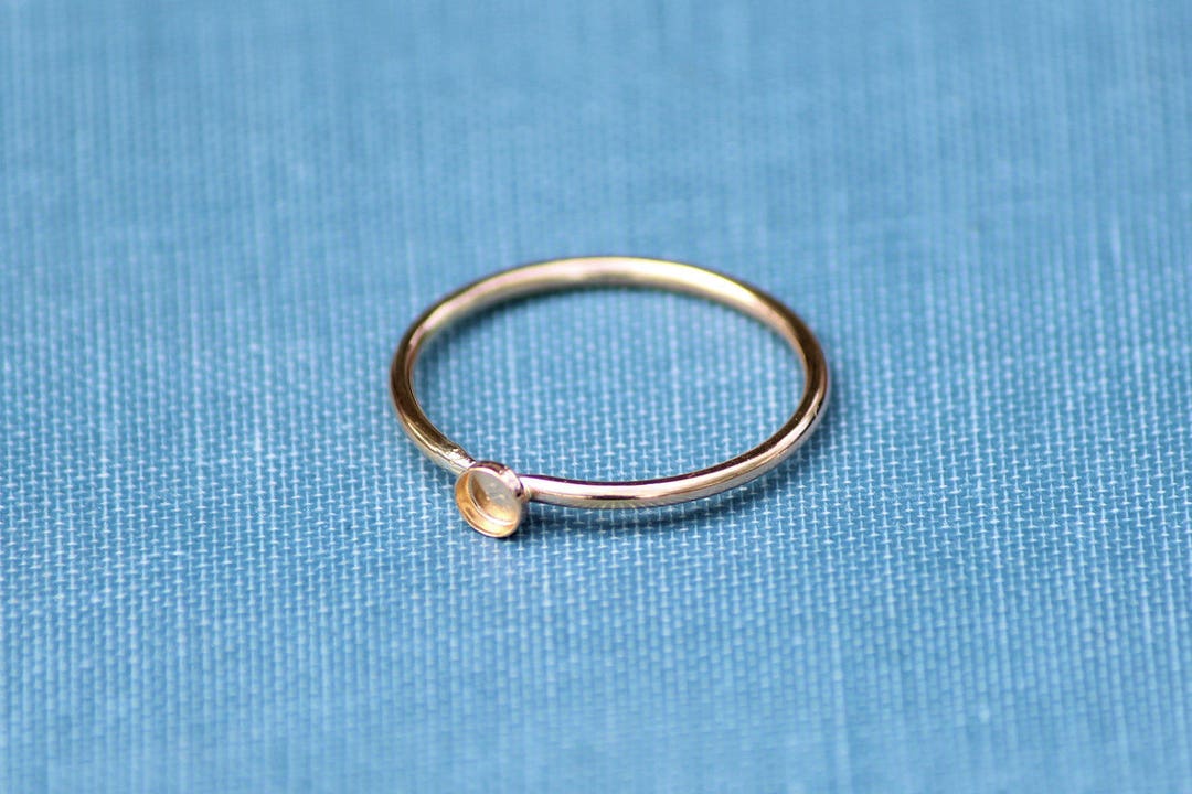 14k Gold-filled 3mm Bezel Cup Ring Blank, Round Cabochon, Cab Breast ...