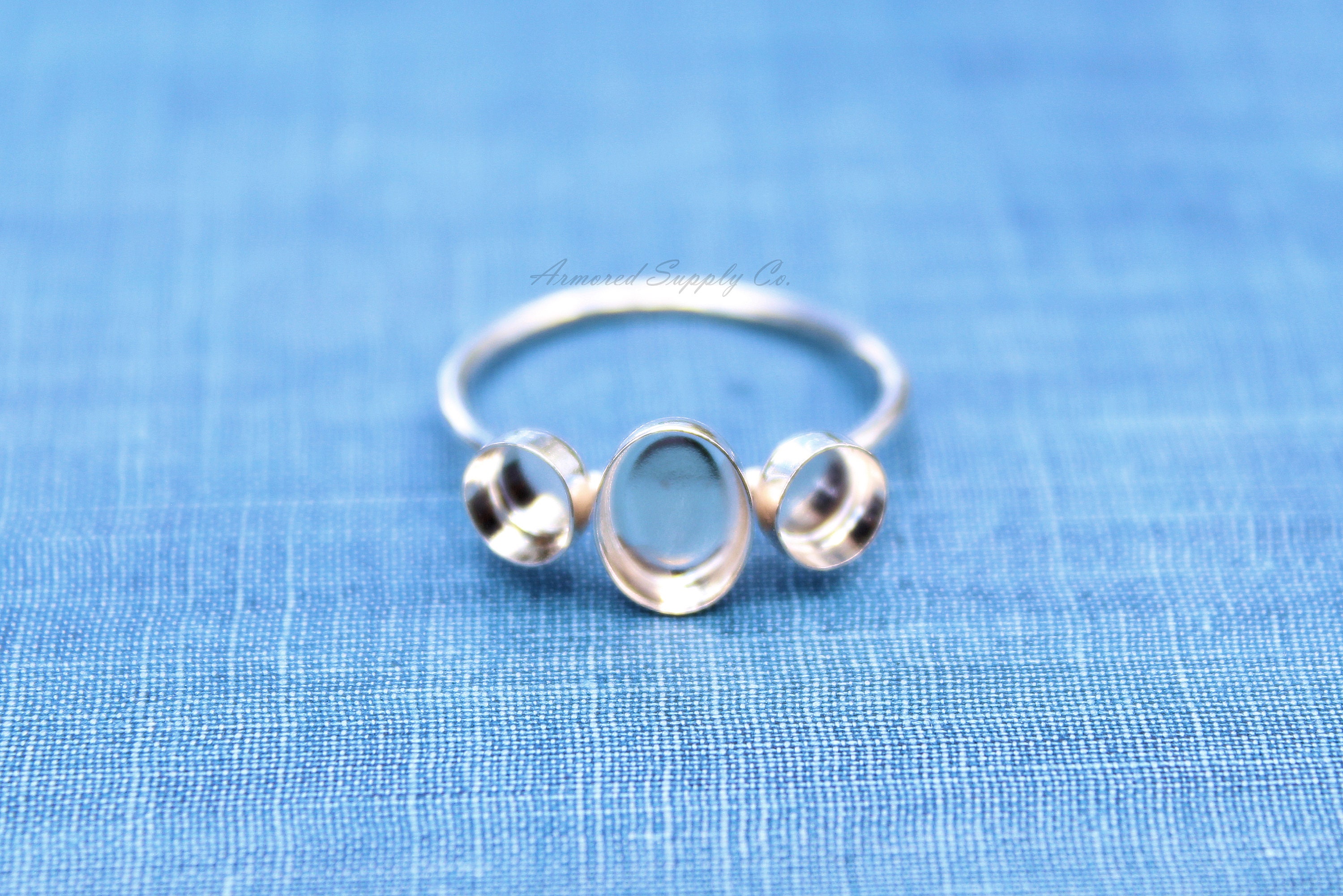 Triple Bezel Cup Ring Blank, Round Cabochon, Breast Milk, DIY Jewelry ...