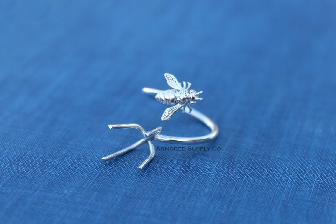 Silver Honey Bee Adjustable Claw Prong Ring Blank Claw Ring - Etsy