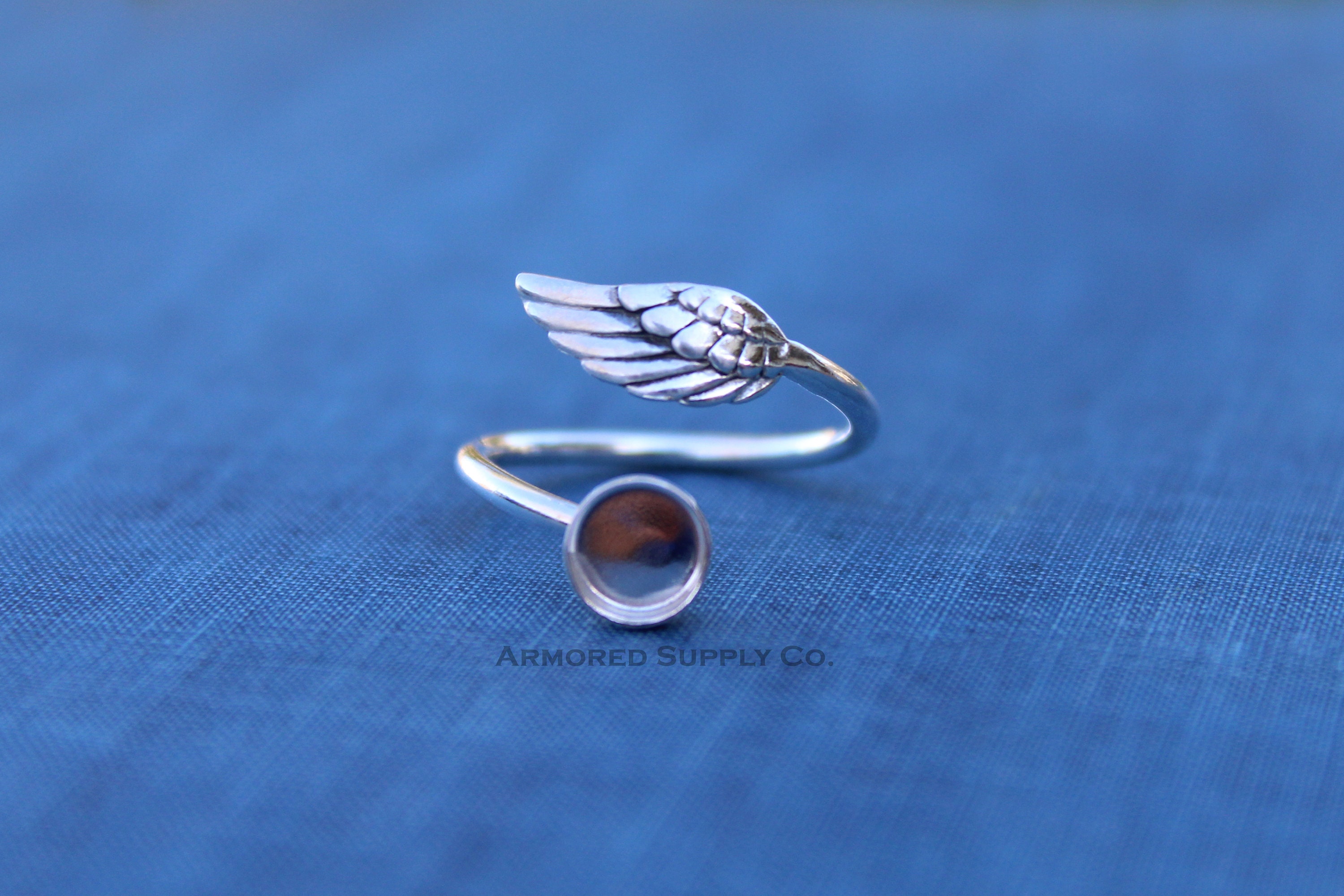 Silver Angel Wing Wrap Bypass Adjustable Bezel Cup Ring Blank - Etsy