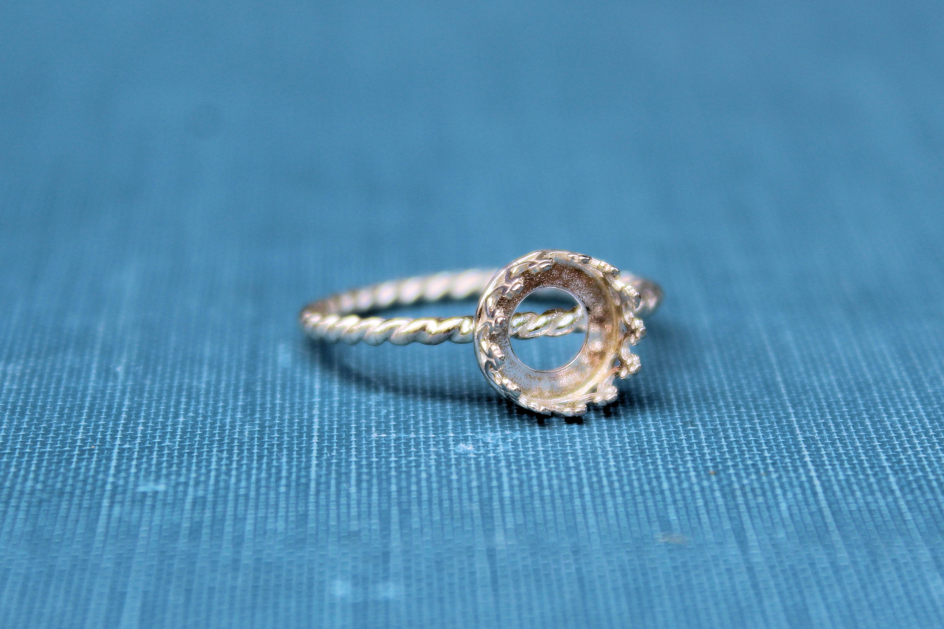 10mm Crown Bezel Cup Rope Ring Blank, Round Cabochon, Cab Resin Pad ...