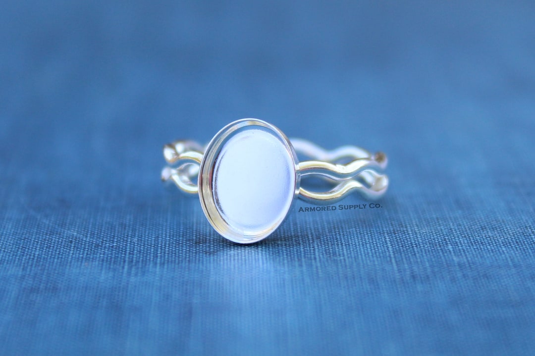 Ripple Ring Plain Oval Bezel Cup Ring Blank, Round Cabochon, Breast ...