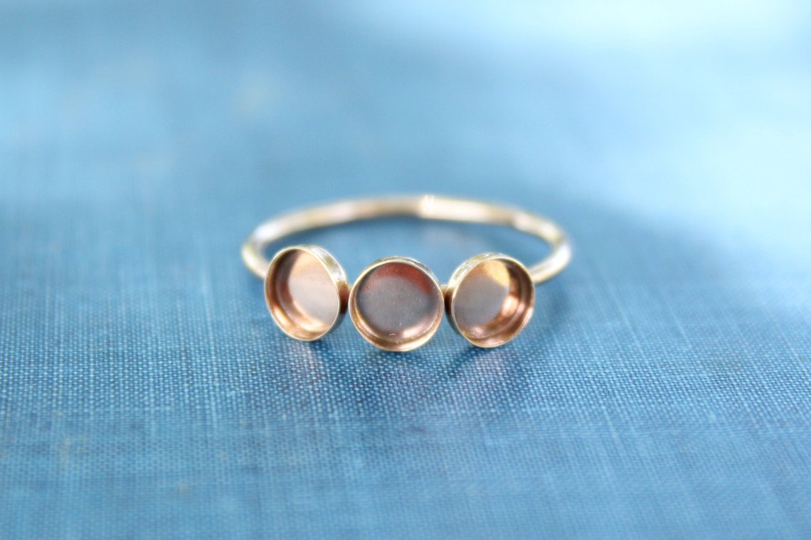 Gold Filled Triple Bezel Cup Ring Blank Round Cabochon Resin | Etsy