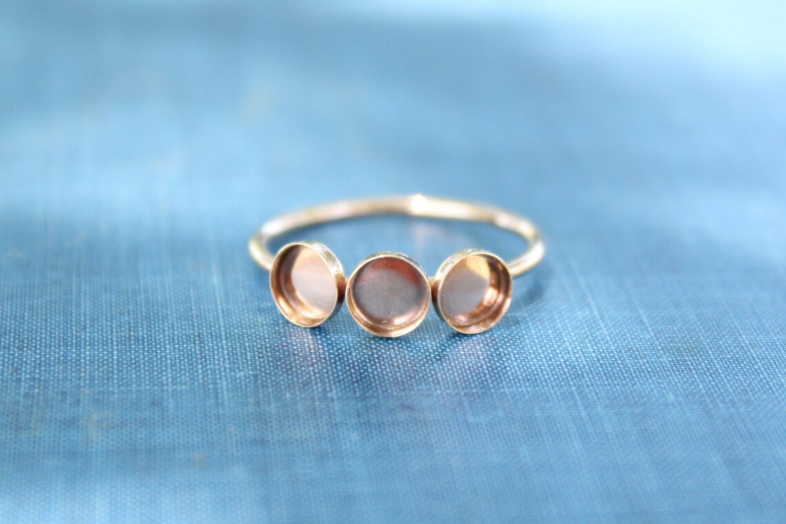 Gold Filled Triple Bezel Cup Ring Blank Round Cabochon Resin | Etsy