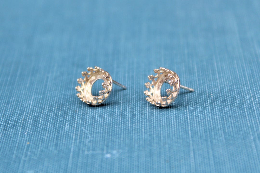 8mm Crown Earring Blanks, Blank Stud Settings, Wholesale Blanks, Silver ...