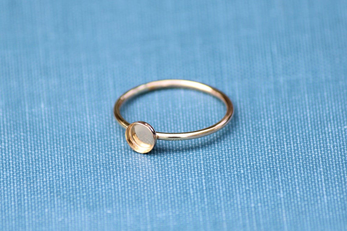 Gold-filled 5mm Bezel Cup Ring Blank, Round Cabochon, Cab Breast Milk ...