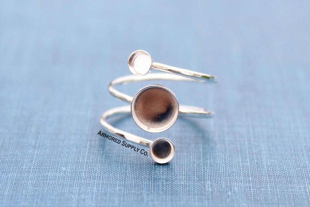 Spiral Ring Triple Bezel Ring Blank Silver, Silver Bezel Ring Blank ...