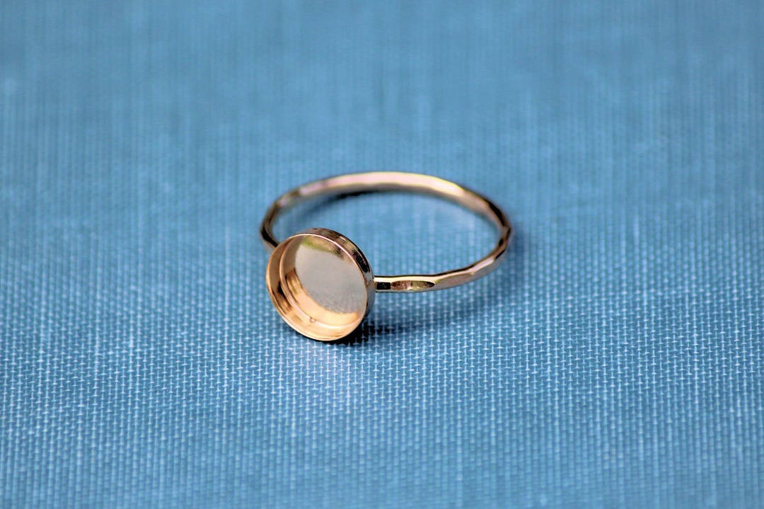 14k Gold-filled 10mm Bezel Cup Ring Blank, Round Cabochon, Cab Resin ...