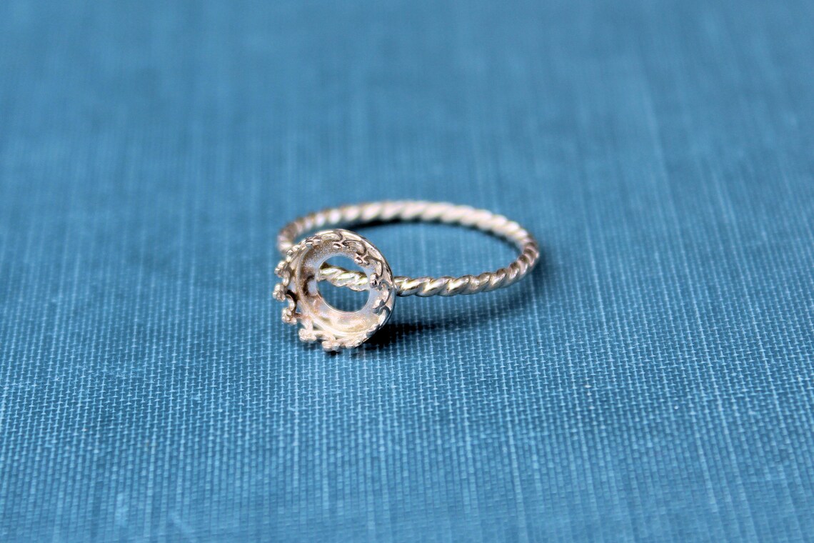 10mm Crown Bezel Cup Rope Ring Blank, Round Cabochon, Cab Resin Pad ...