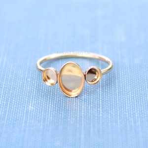 Gold-filled Triple Bezel Cup Ring Blank, Round Cabochon, Resin Glue Pad ...