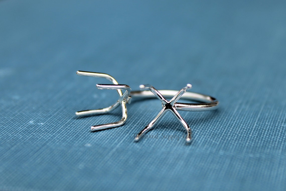Claw Prong Ring Blank, Adjustable Open Ring Band, Double Claw Prong ...